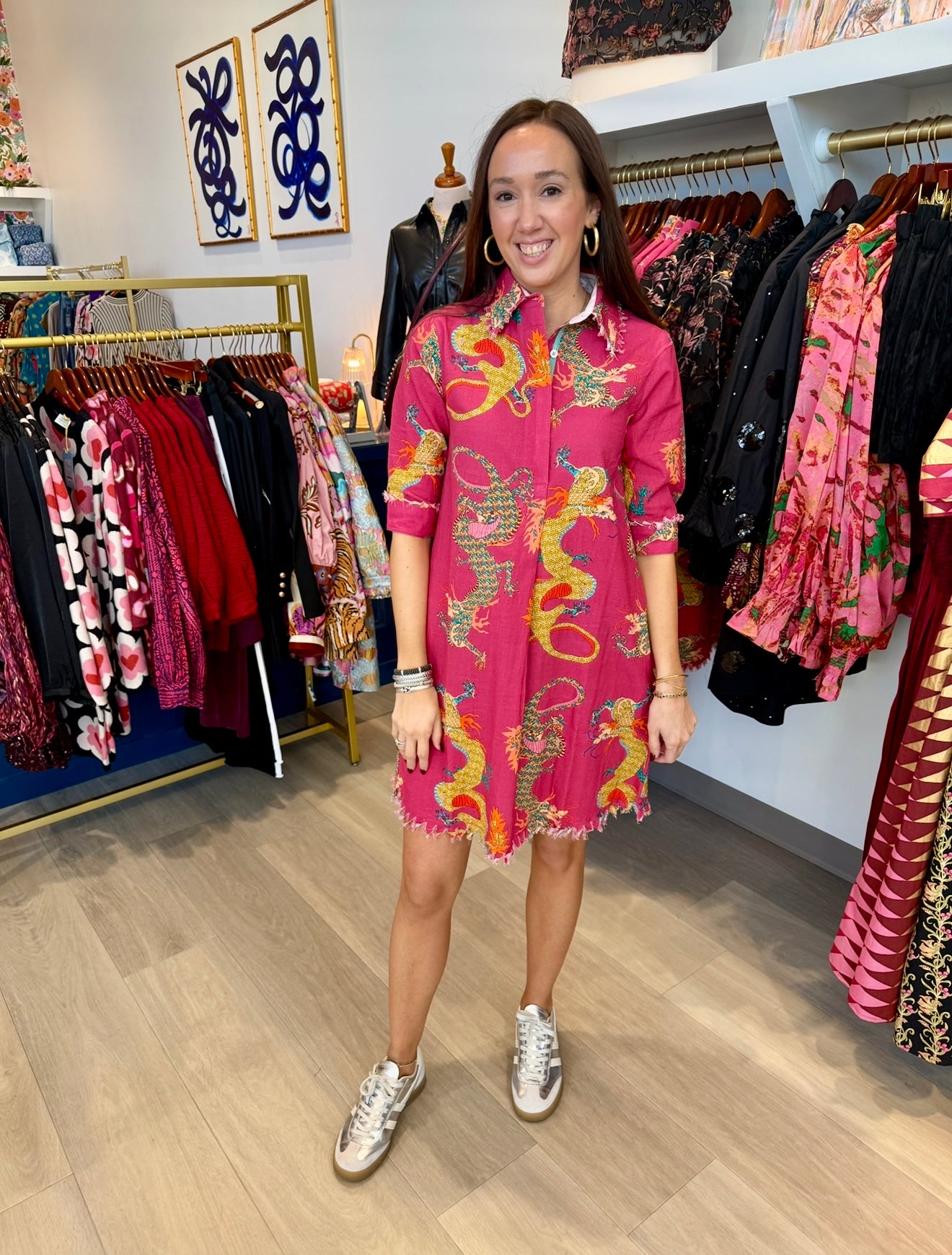 Dizzy Lizzie Pink Dragon Chatham Dress – The Farmer's Daughter